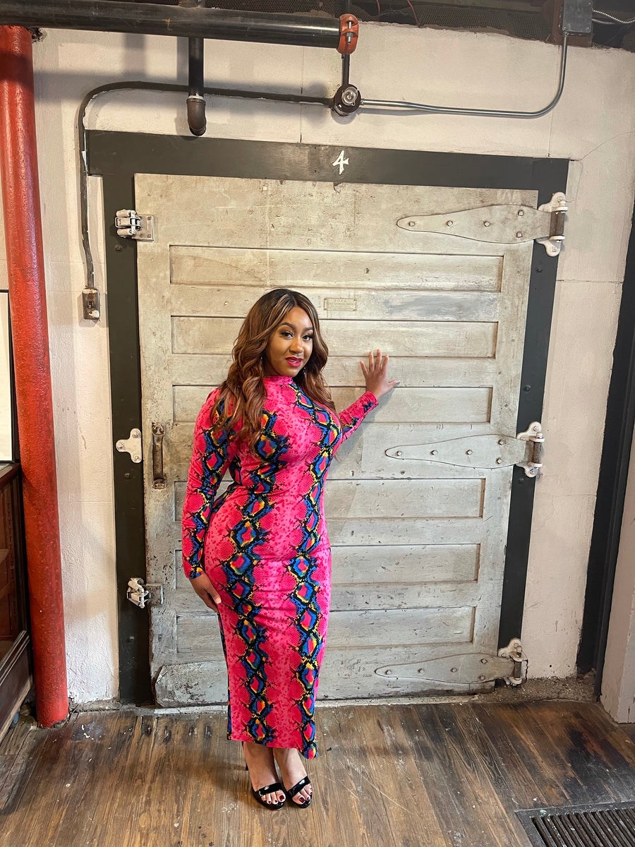 Hol’ Up Snake Bodycon Dress Plus – TexasDivaStyleBoutique